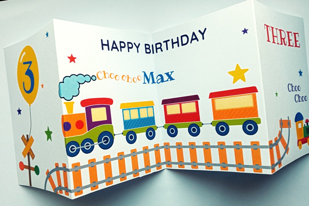 Birthday Card for Boys Personalised Train Birthday Card for Godson ...