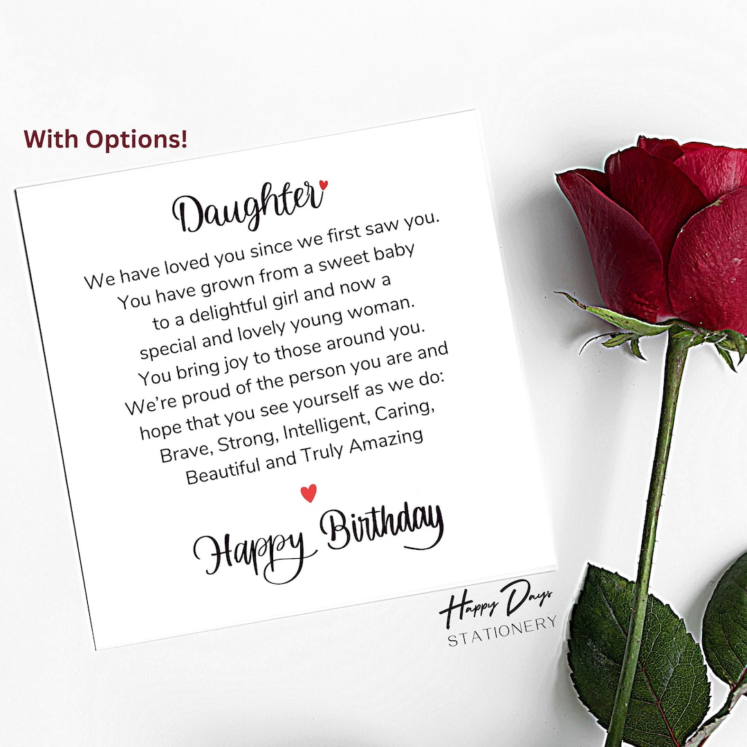 Poem Birthday Card for Daughter Special Birthday Card for My Daughter ...