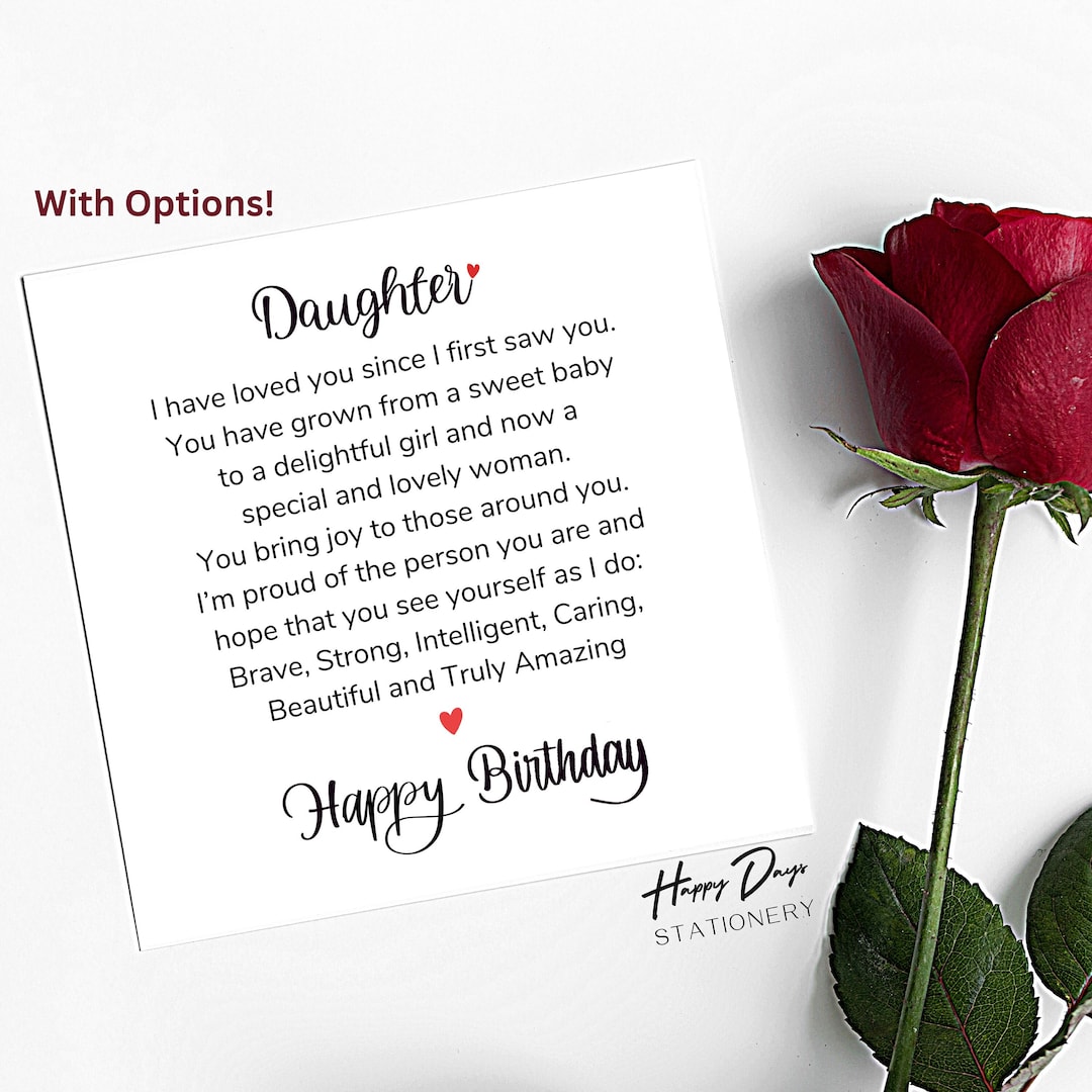 Birthday Card for A Daughter Poem Birthday Card for Daughter, Daughter ...