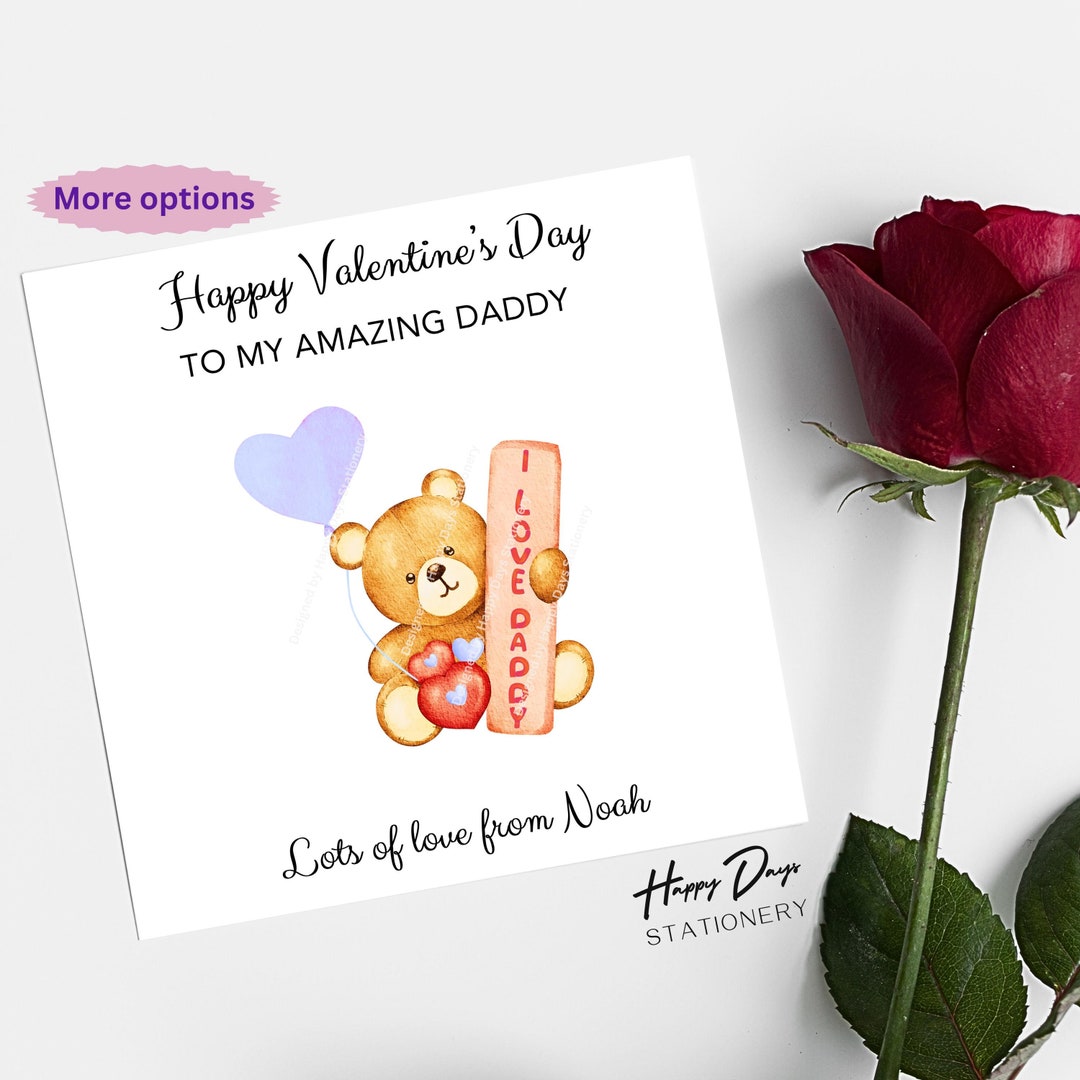 Valentines Card for Daddy, Daddy Valentines Day Card, Love Daddy Cute ...