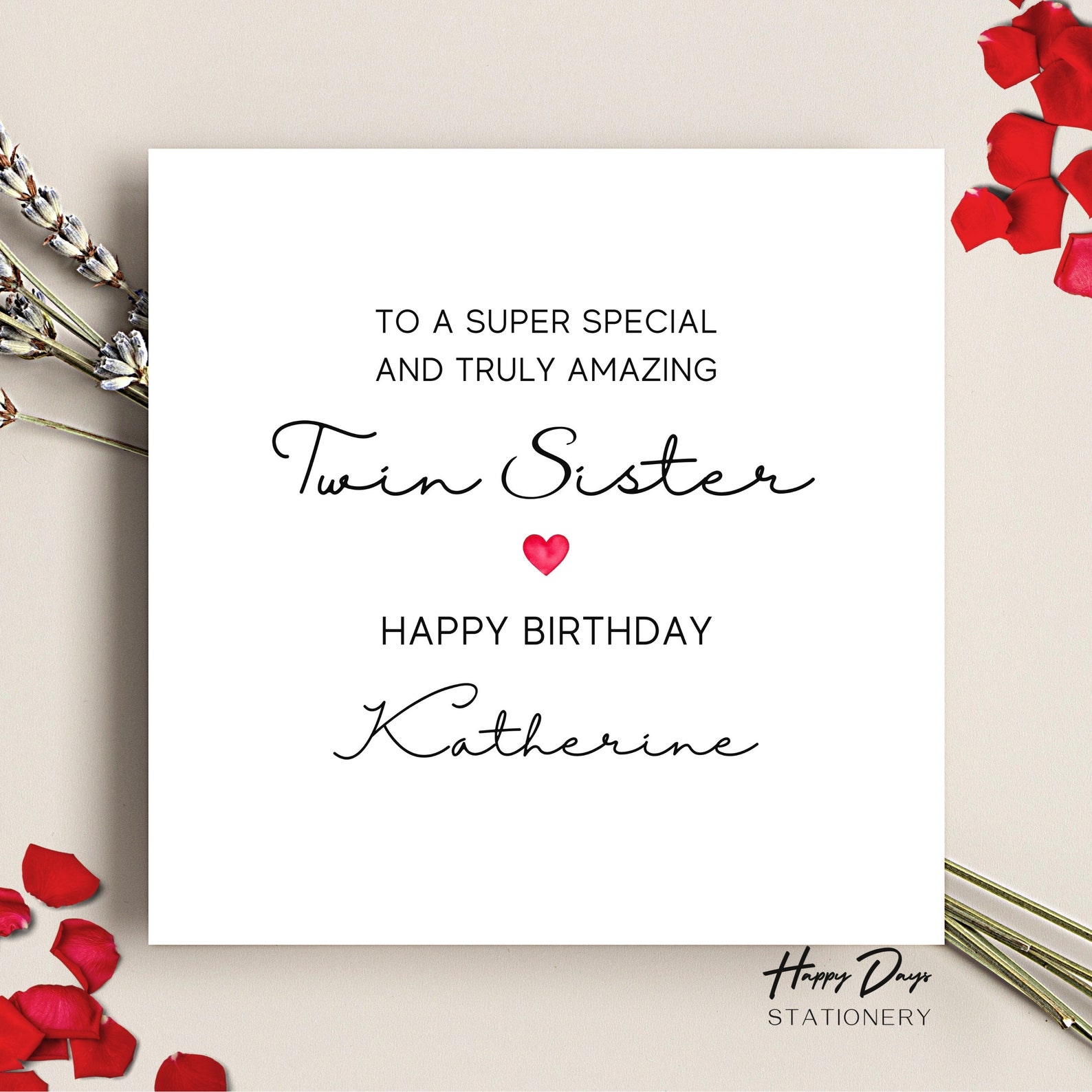 Twin Sister Birthday Card Birthday Card for Twin Sister Twin | Etsy