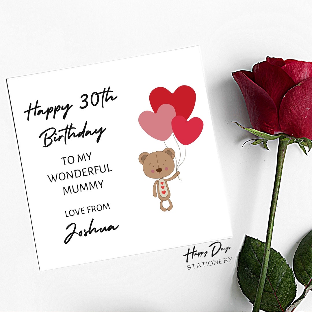 30th Birthday Card for Mummy, Mummy Birthday Card, Mommy 30th Birthday ...