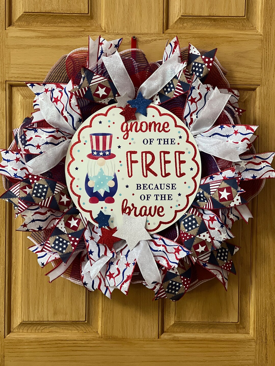 July 4 Pancake Wreath, Front Door Wreath, Pancake Style Wreath ...