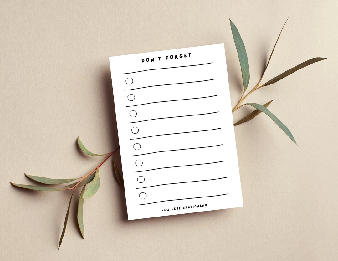 DON'T FORGET Checklist Call Reminder Note Pad Cute Office Supplies ...