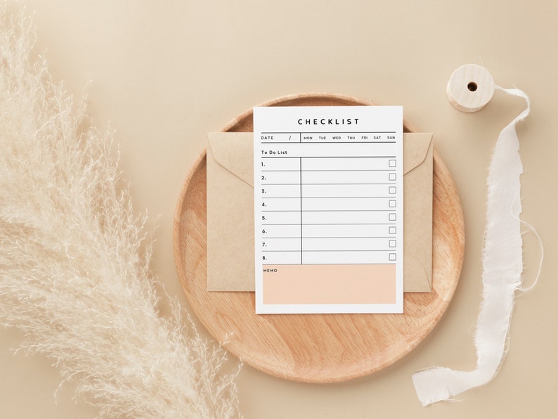 30 Sheet Pastel Orange Weekly Checklist Notepad Minimalist Daily to Do ...