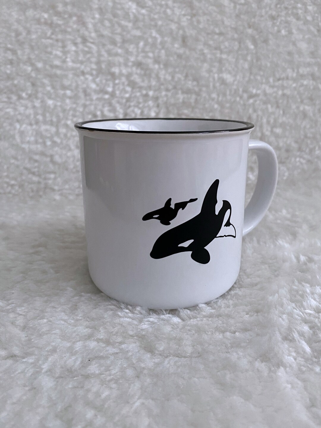 Orca Cup | Orca Mum and Baby | White and Black | 360 Ml | Orca Present ...