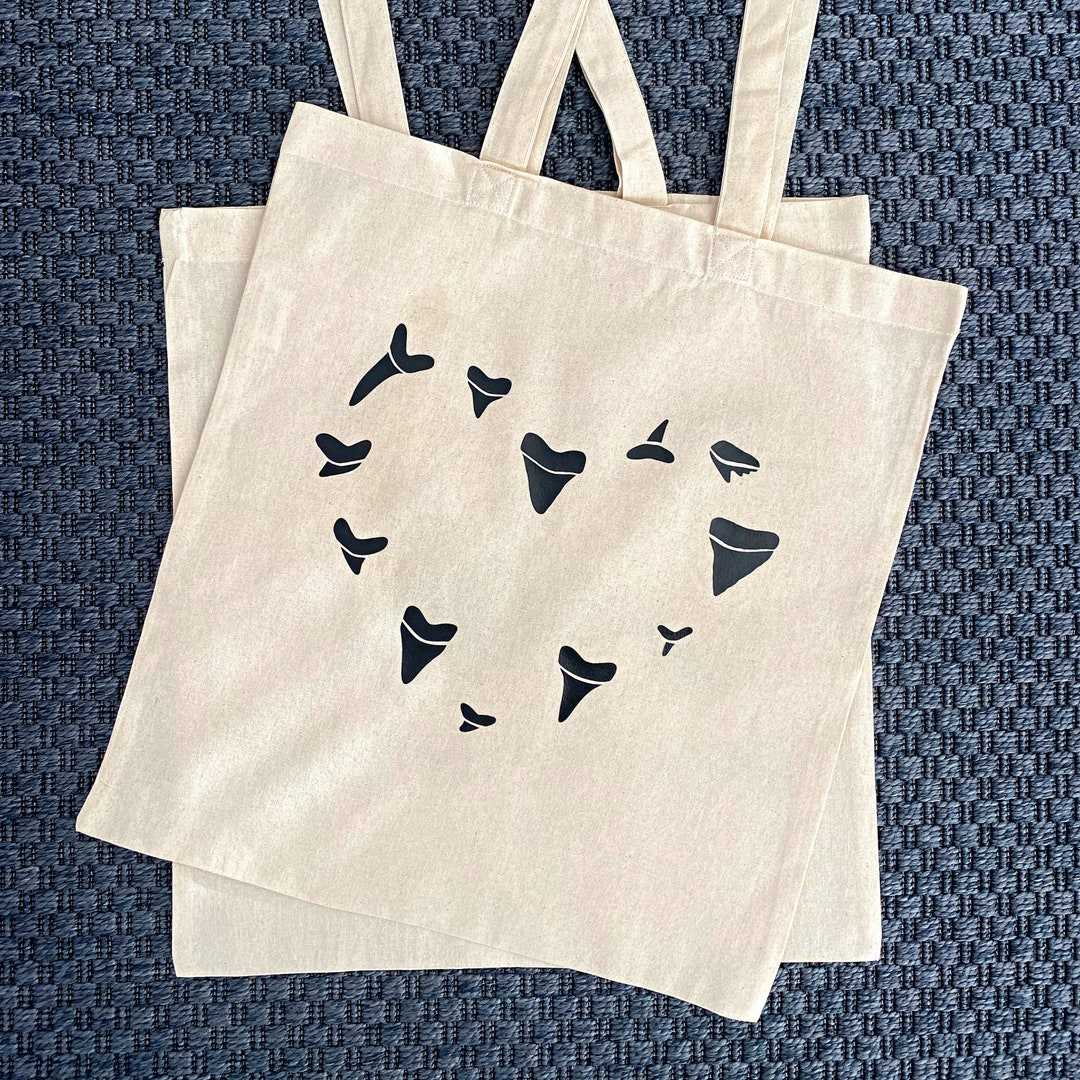 SHARK Tooth Tote Bag Shark Teeth Shark Bag Shark Gift 100 % Cotton Oeko ...