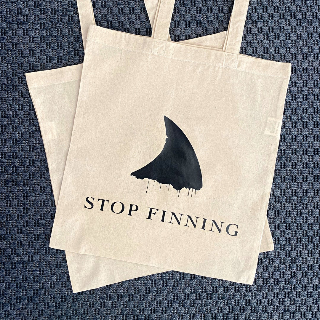 SHARK Fin Tote Bag Shark Fins Finning Shark Shopping Bag 100 % Cotton ...