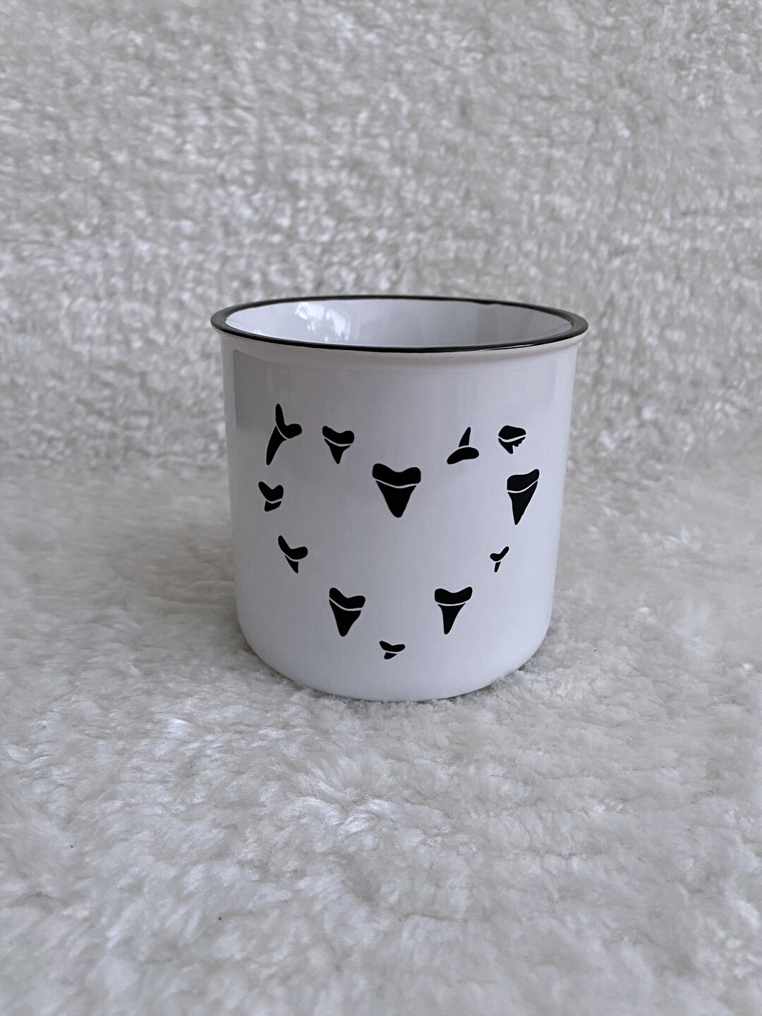Shark Tooth Cup | Heart Shark Cup 360 Ml | White and Black | Diver ...