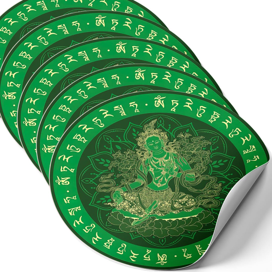 Green Tara Feng Shui Amulet Stickers, Symbol for Good Fortune and Well ...