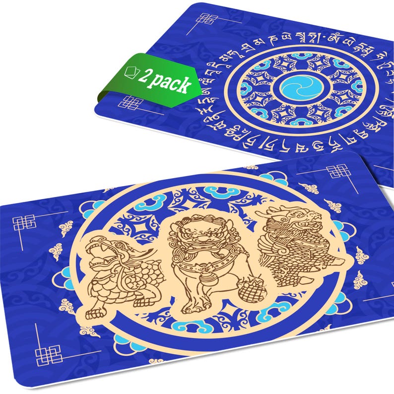 Three Celestial Guardians and Chakra Protection Wheel, Pi Xie, Chi Lin ...