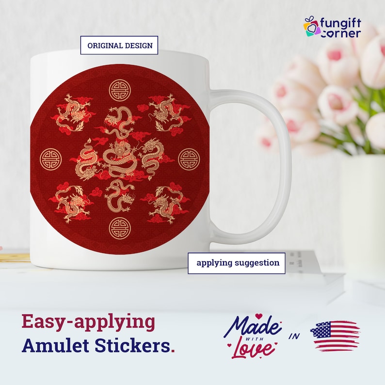 Feng Shui Amulet Stickers With 9 Dragons, Feng Shui Symbol to Activate ...