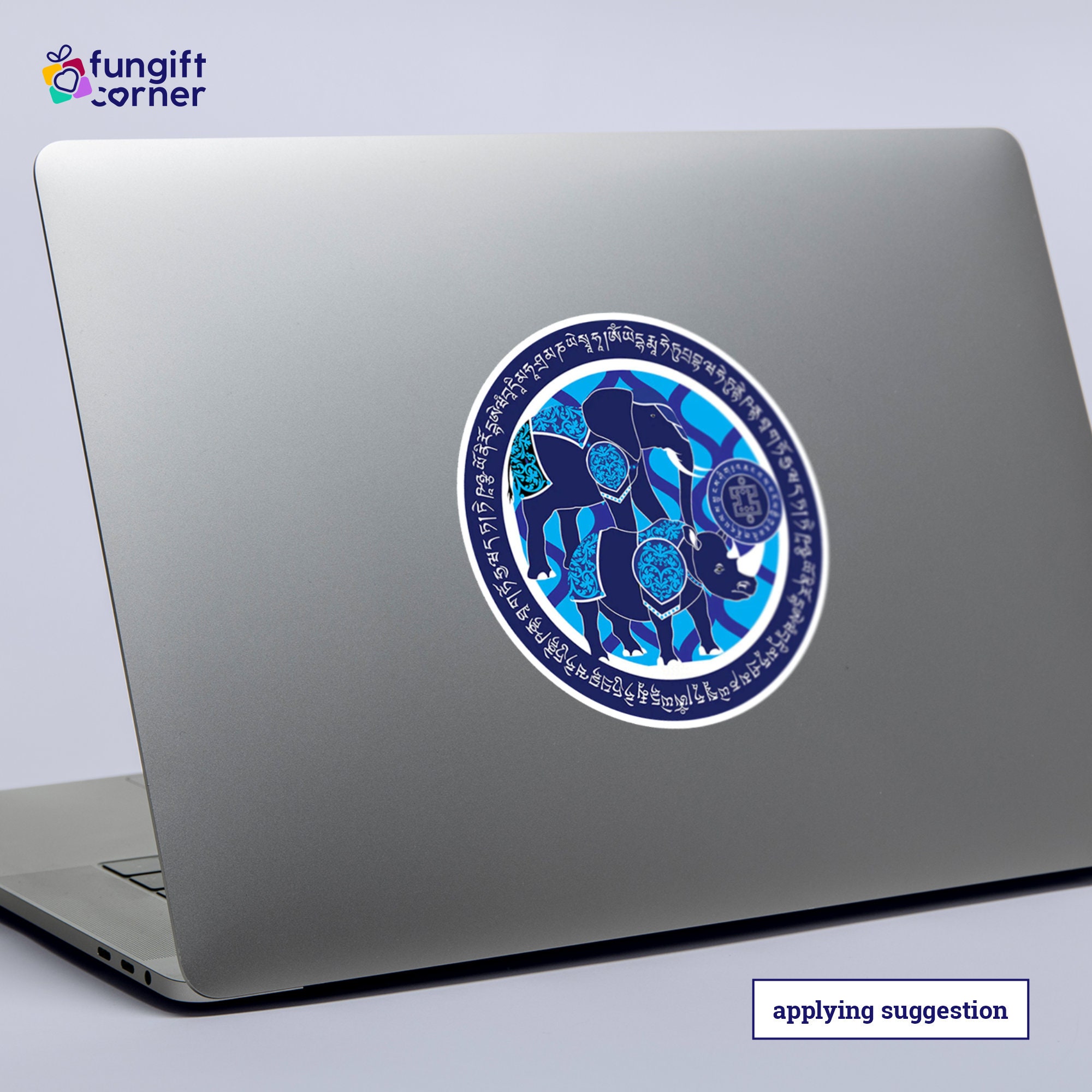 Feng Shui Amulet Sticker With Blue Rhino and Elephant Symbol - Etsy