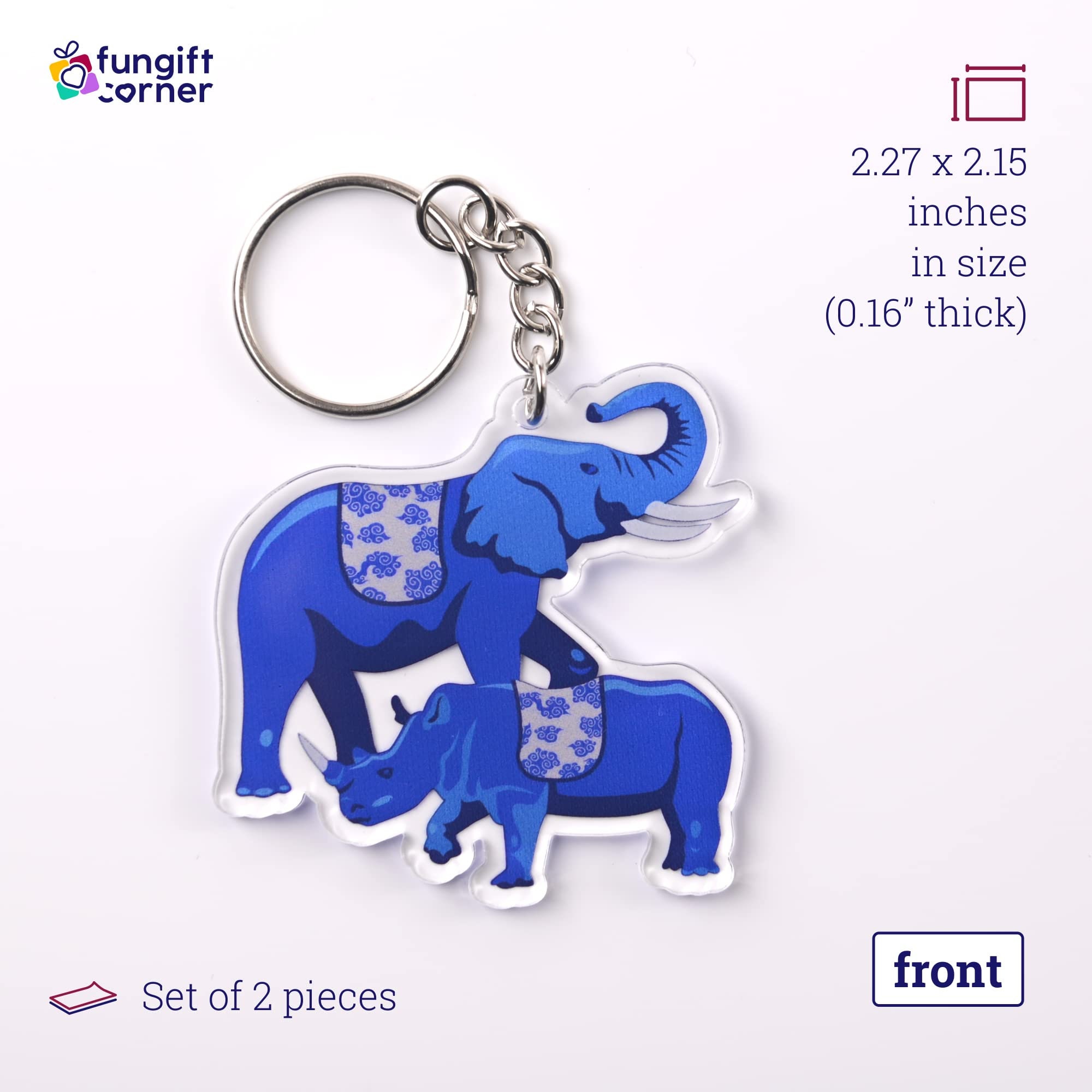 Set of 2 Anti Burglary Amulet Keychains With Blue Elephant and - Etsy