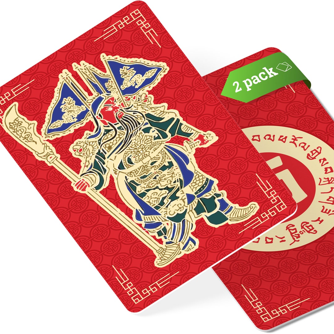 Feng Shui Amulet Card With 9 Dragon Kwan Kung, Symbol of Protection ...