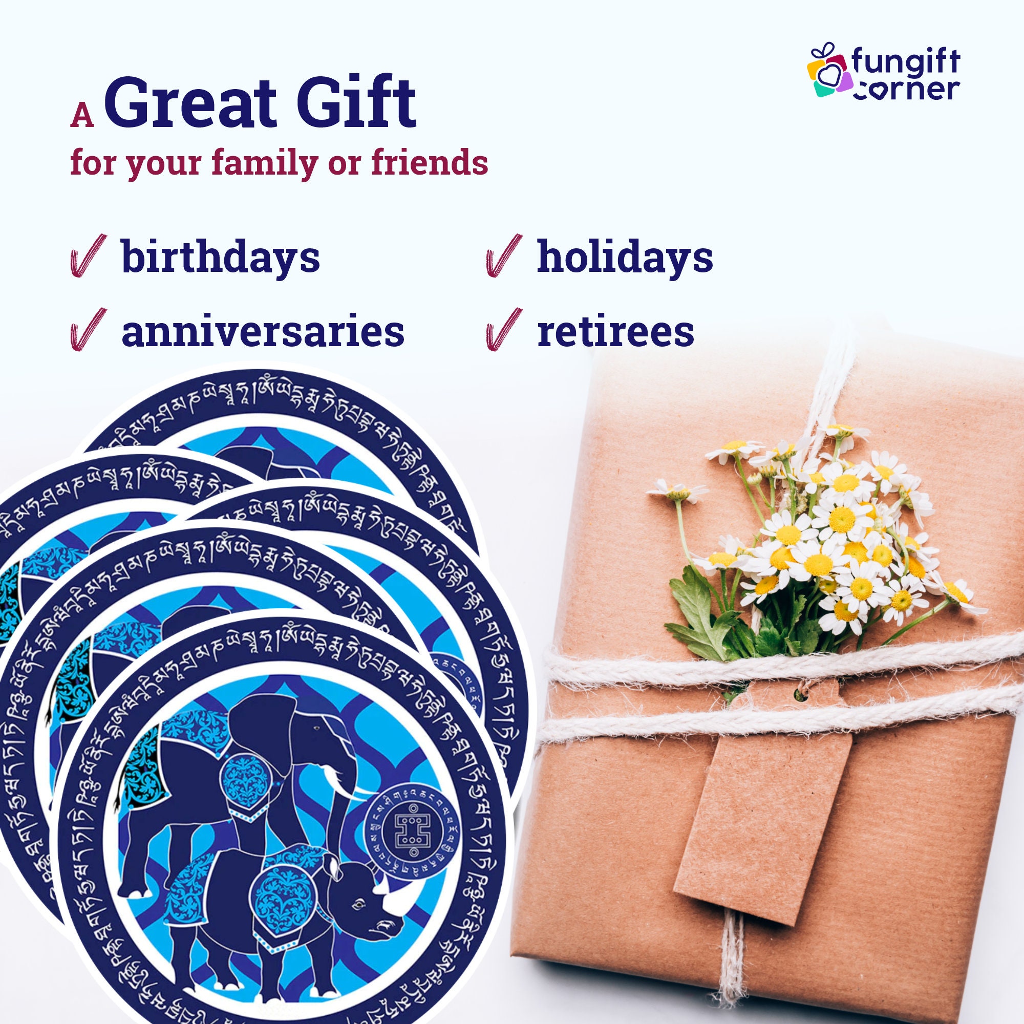 Feng Shui Amulet Sticker With Blue Rhino and Elephant Symbol - Etsy