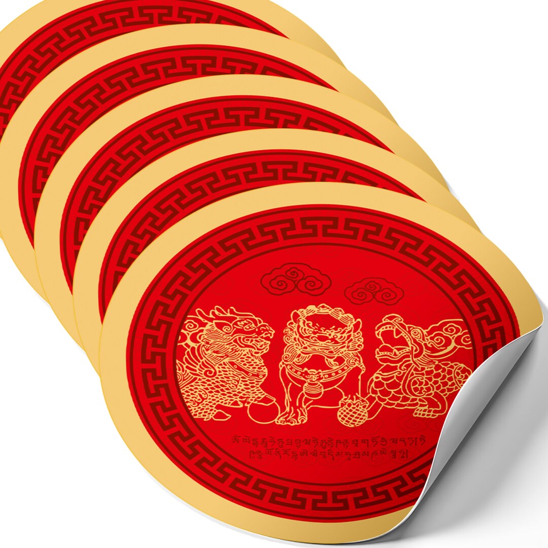 Feng Shui Amulet Sticker With Three Celestials Guardians, 3 Celestial ...