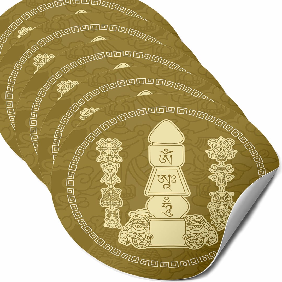 Five Element Pagoda Amulet Stickers, Fu Dogs and 8 Auspicious Symbols ...