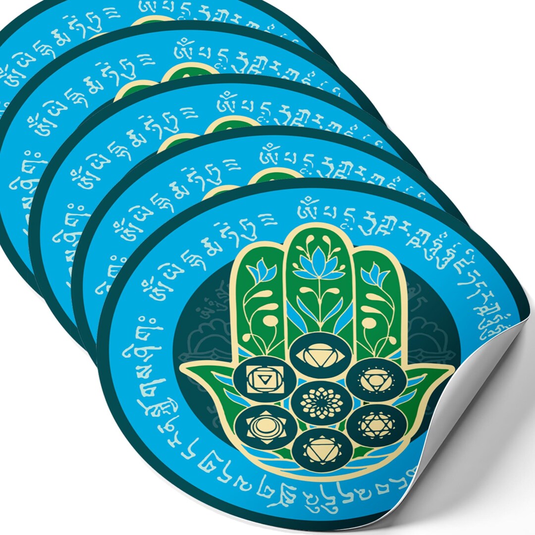 Hamsa Hand Life Force Amulet Feng Shui Stickers, Symbol Protection and ...