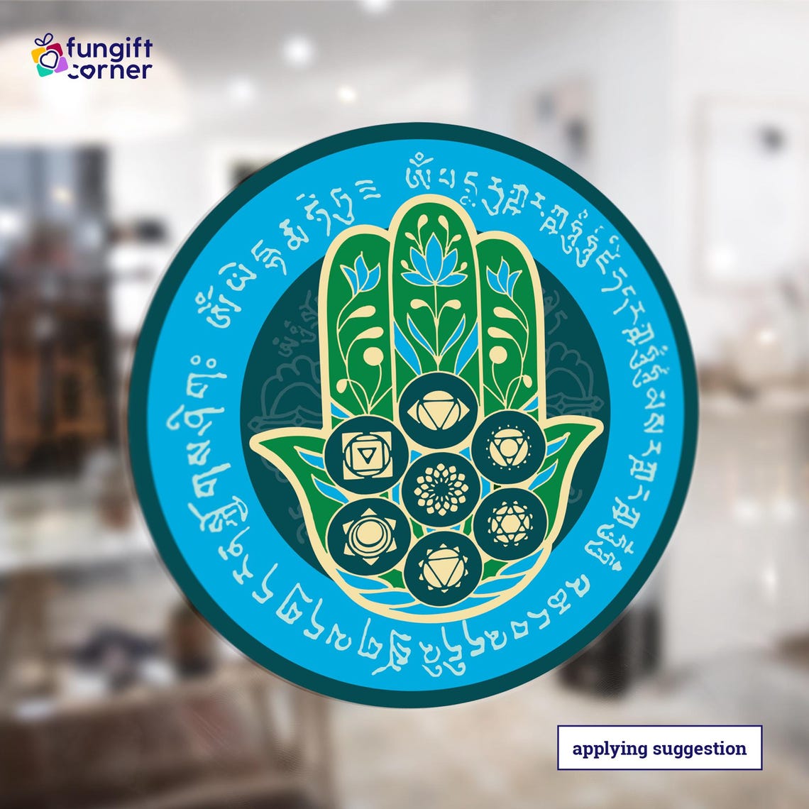 Hamsa Hand Life Force Amulet Feng Shui Stickers, Symbol Protection and ...