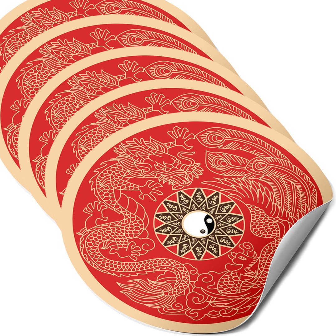 Yang More Than Yin Feng Shui Amulet Stickers, Symbol of Yang Energy ...