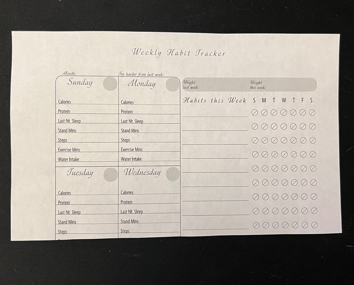 Printable Weekly Habit Tracker for Weight Loss and Accountability - Etsy