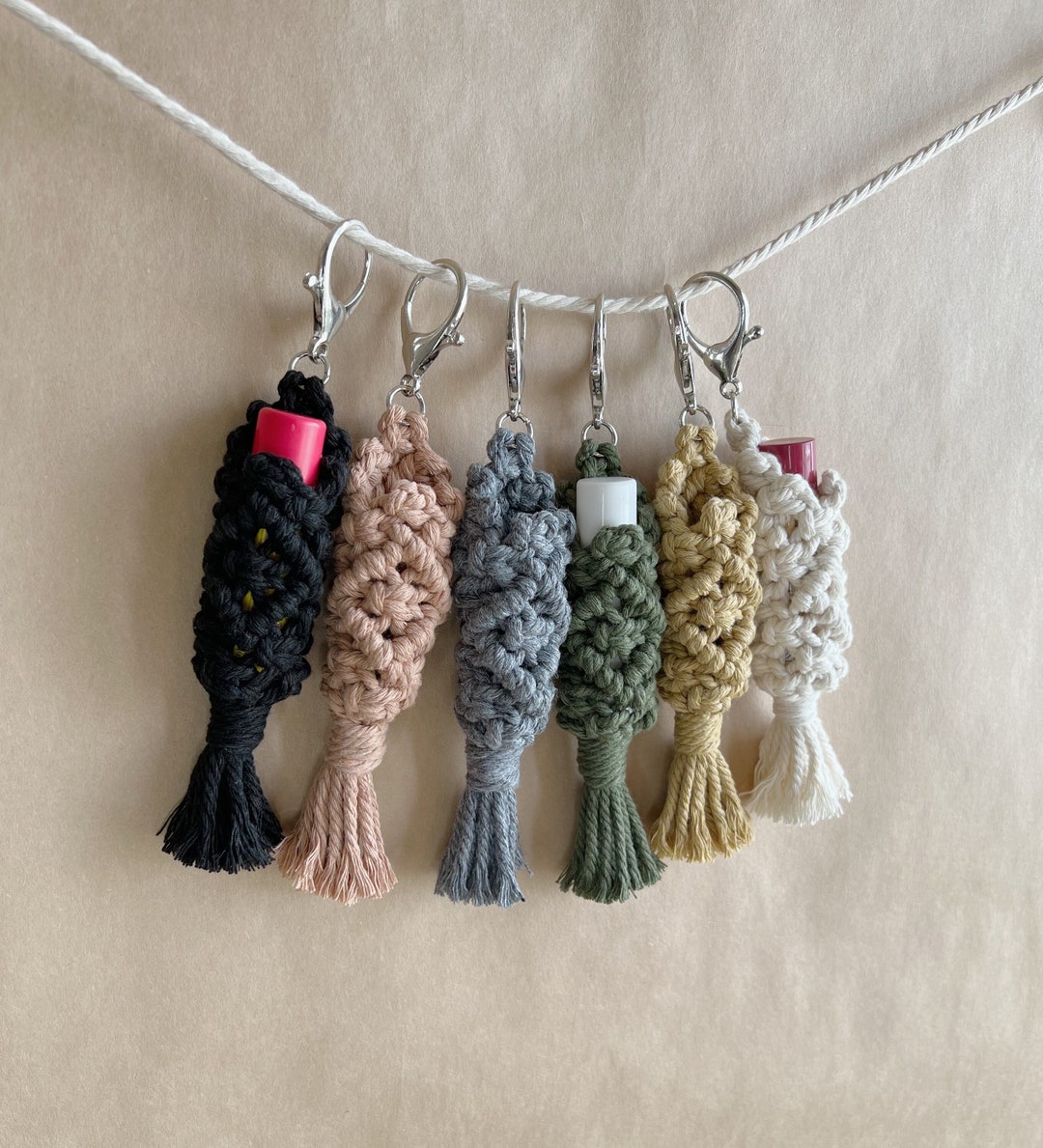 Macrame Lip Balm Keychain - Etsy