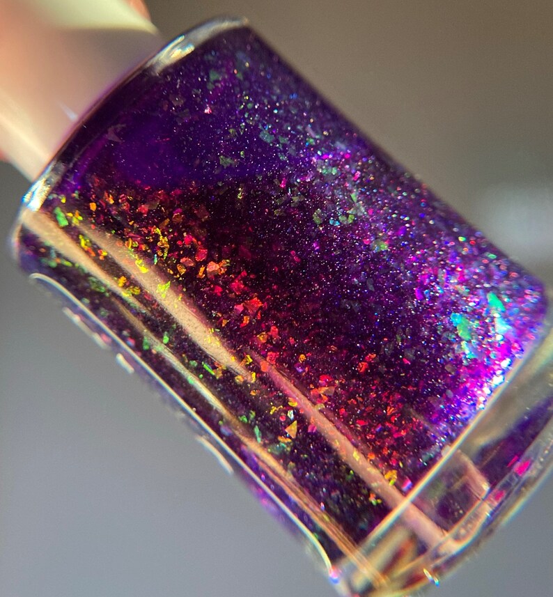 Twilight Night Nail Polish Violet Jelly Rainbow Flake - Etsy