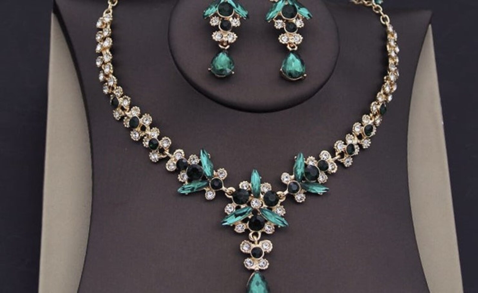 Bridal Tiara Set Green Tiara Set Red Gold Silver Necklace - Etsy