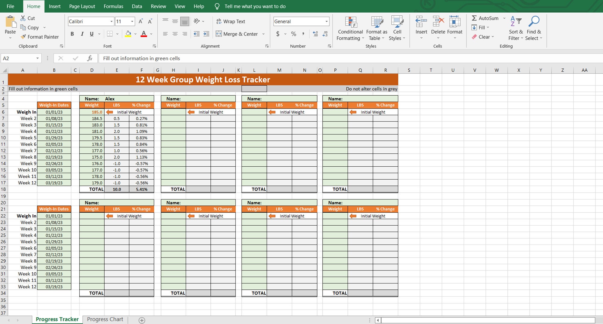 Excel Spreadsheet - Ultimate Group Weight Loss Competition Tracker ...