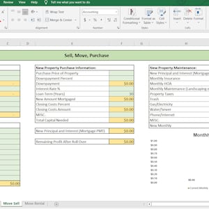 Excel Spreadsheet Rent or Sell Home Budget - Etsy
