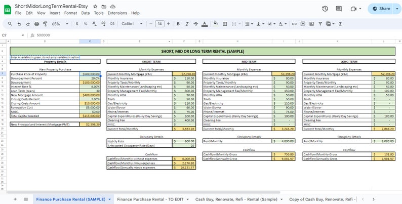 Spreadsheet - Short, Mid or Long Term Cash Flow - Using Google Sheets ...