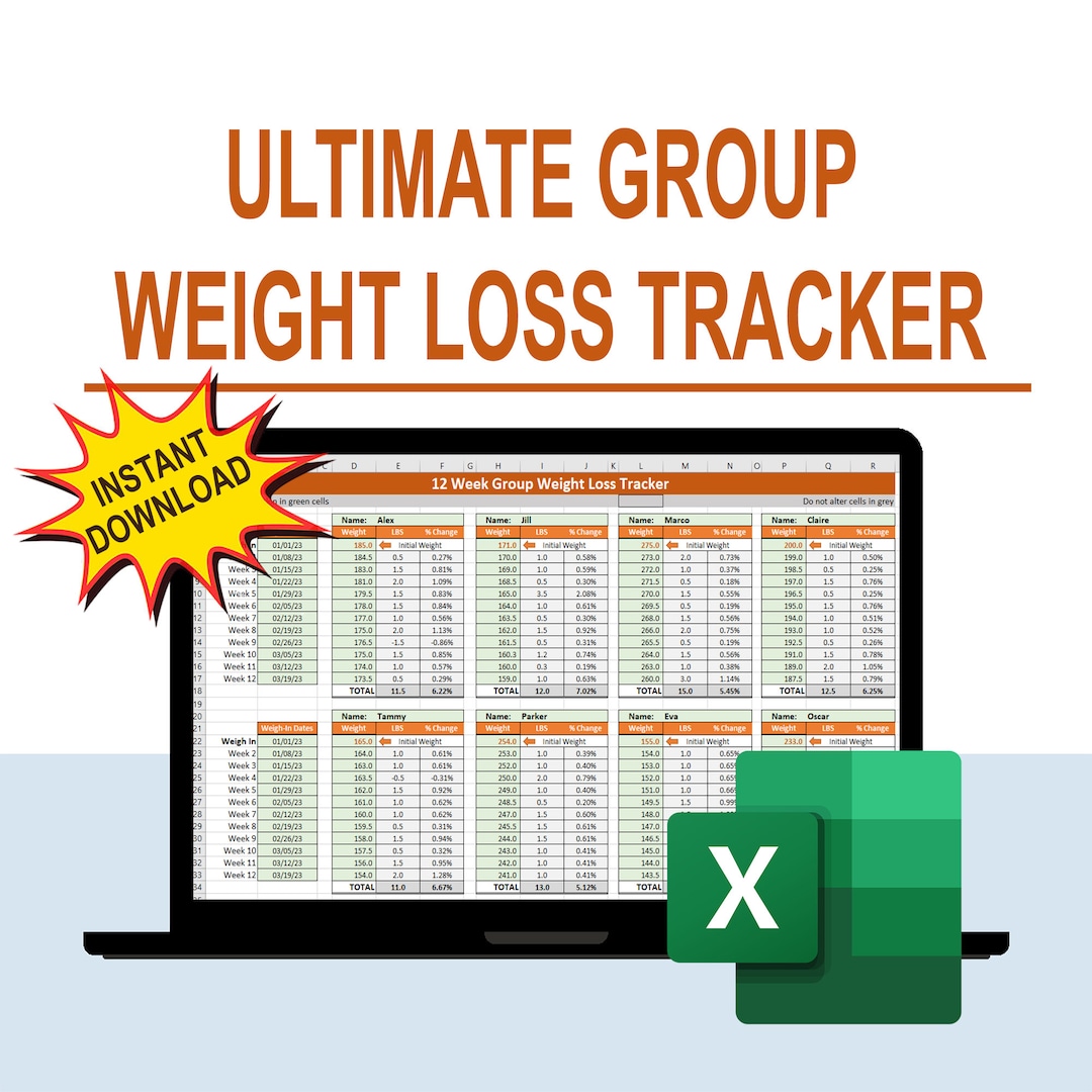 Excel Spreadsheet - Ultimate Group Weight Loss Competition Tracker ...