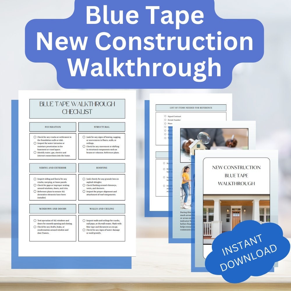 Blue Tape New Construction Walkthrough Checklist Guide - Canva Editable ...