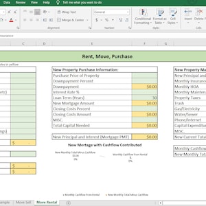 Rent or Sell Home Budget Excel Spreadsheet - Etsy