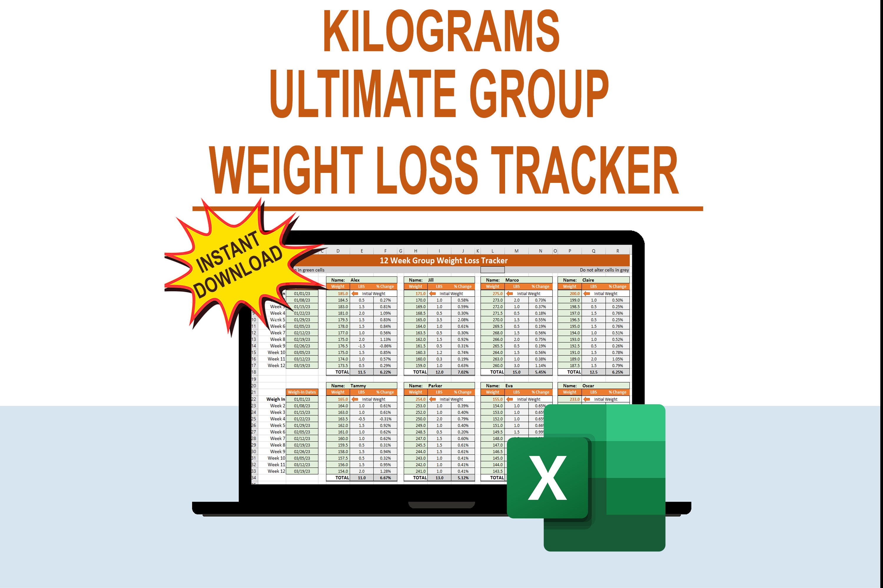 Ultimate Group Weight Loss Competition Tracker, Digital, Instant ...
