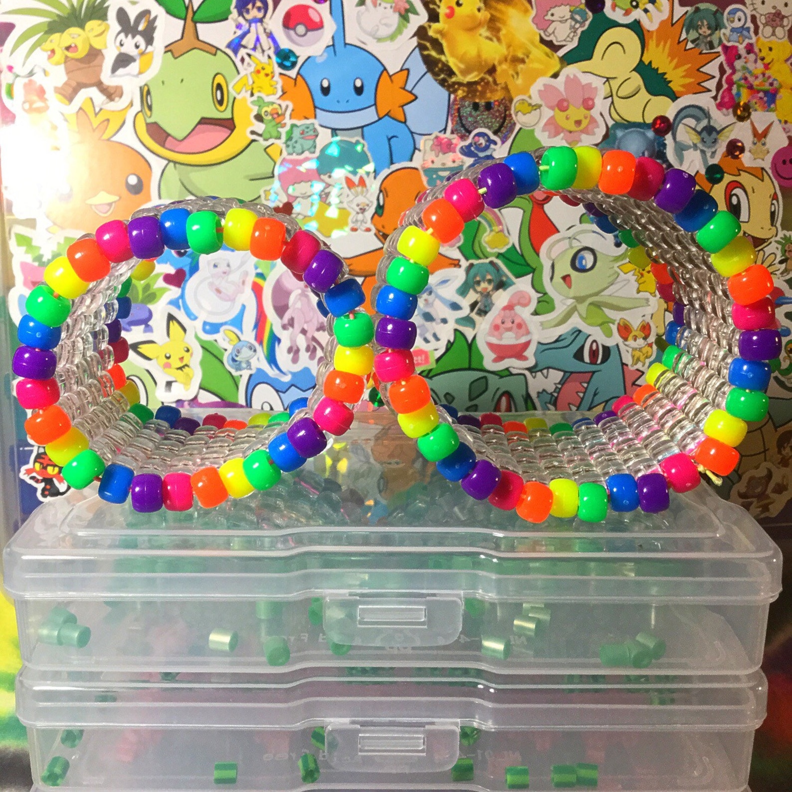 Clear Rainbow Kandi Cuff | Etsy