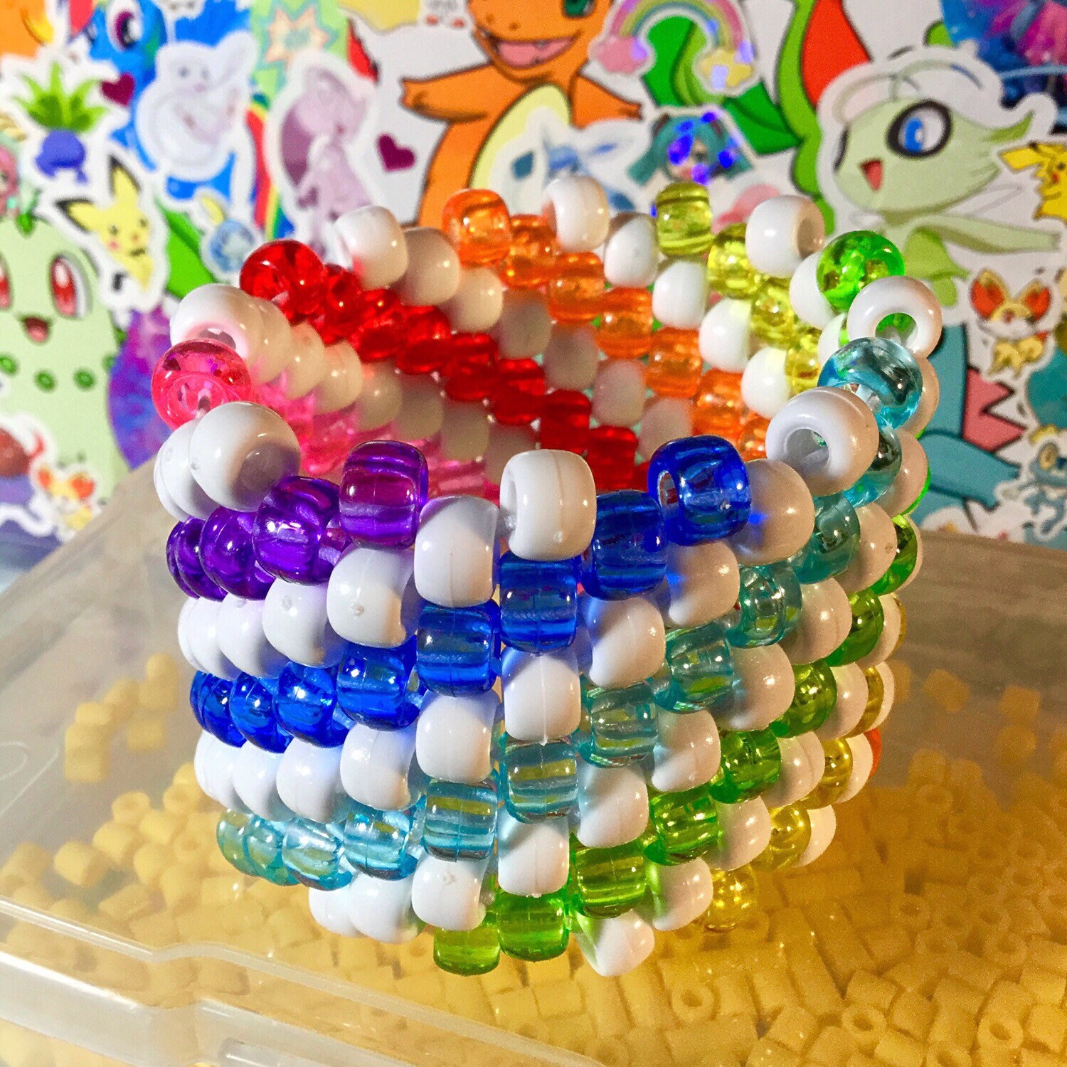 Rainbow Swirl Kandi Cuff - Etsy