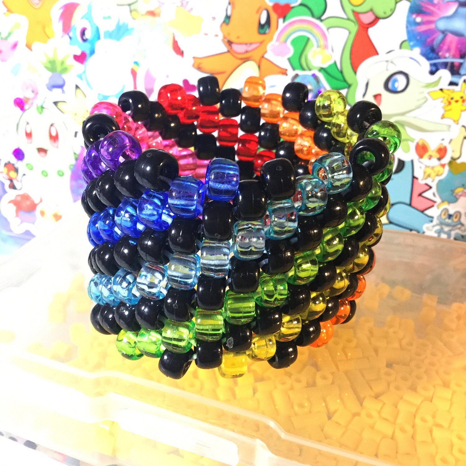 Rainbow Swirl Kandi Cuff - Etsy