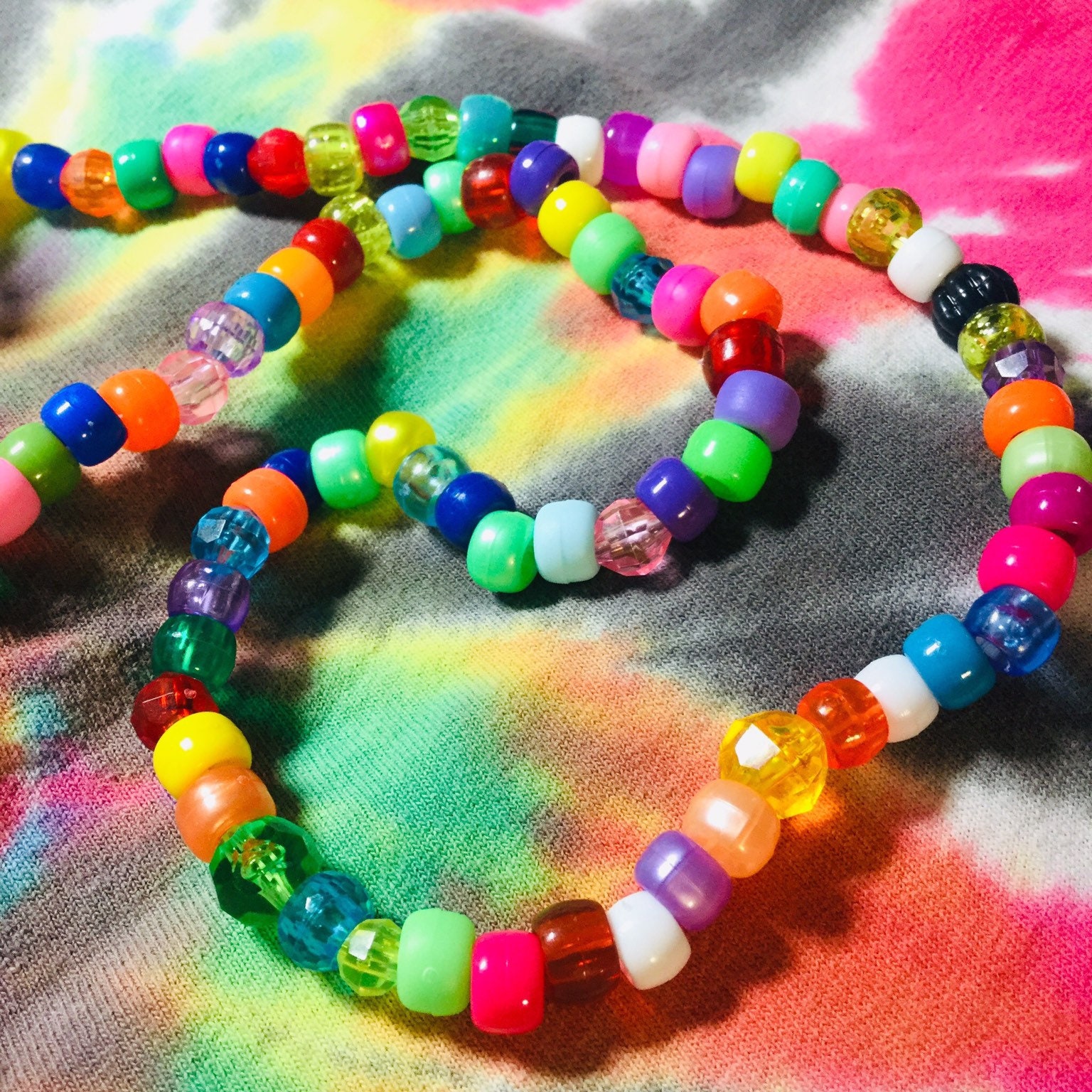 Trippy Glitched Colorful Toad Perler Kandi Necklace - Etsy