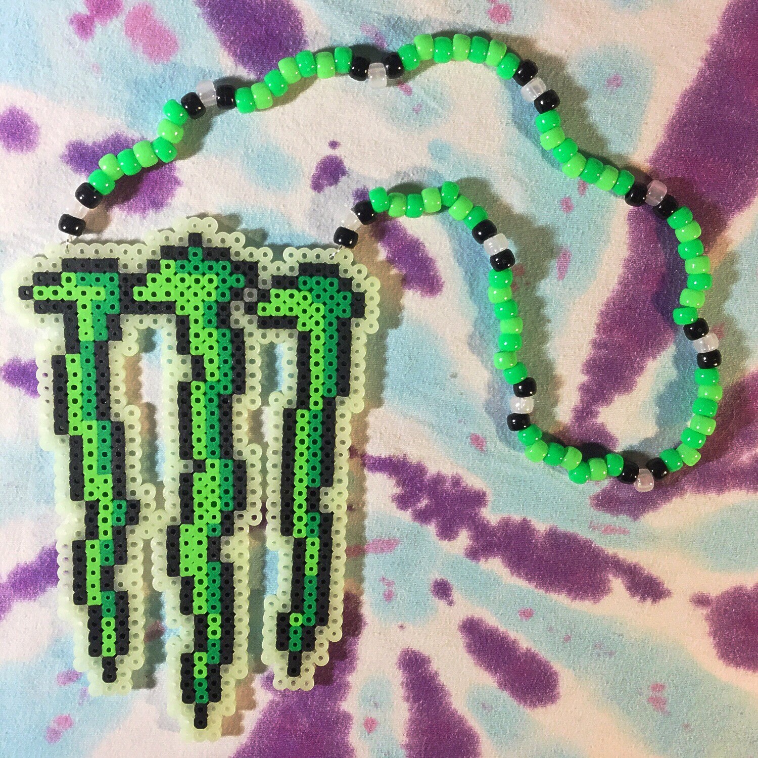 Monster Energy Kandi Perler Necklace - Etsy