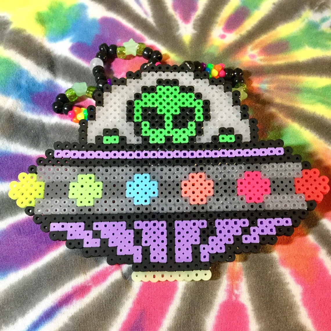 UFO Alien Kandi Perler Bead Necklace | Etsy