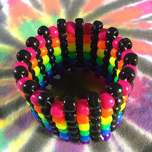 Neon Rainbow Scenecore Kandi Cuff - Etsy
