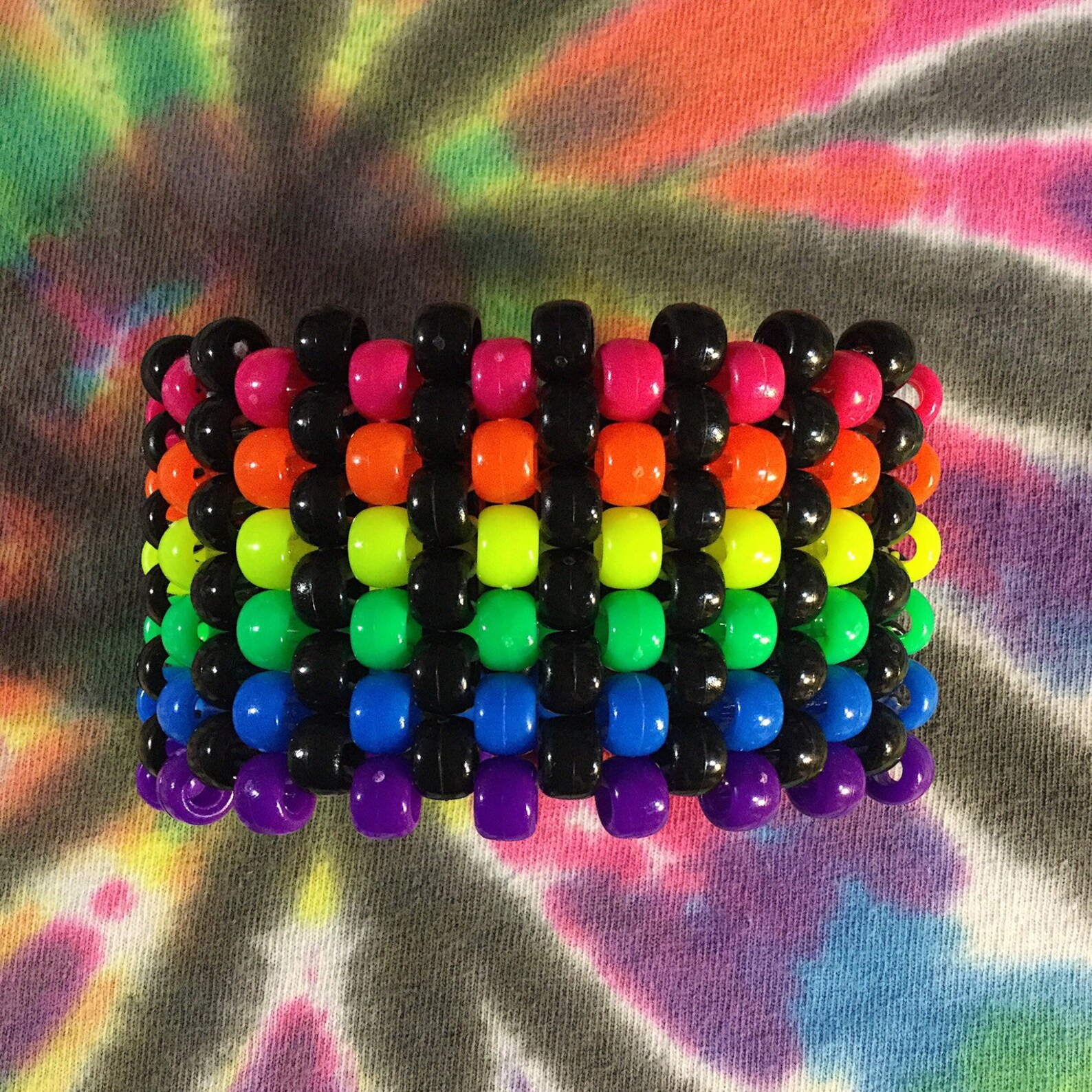 Neon Rainbow Scenecore Kandi Cuff - Etsy