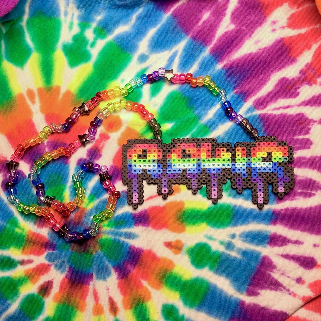 Rawr Scenecore Rainbow Kandi Perler Necklace - Etsy
