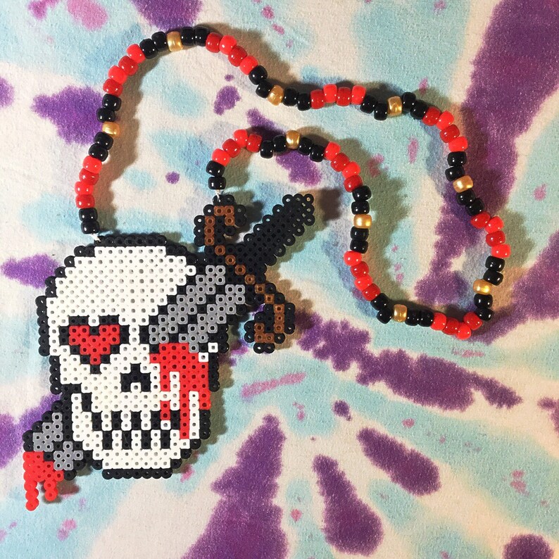 Sword Skull Kandi Perler Necklace - Etsy