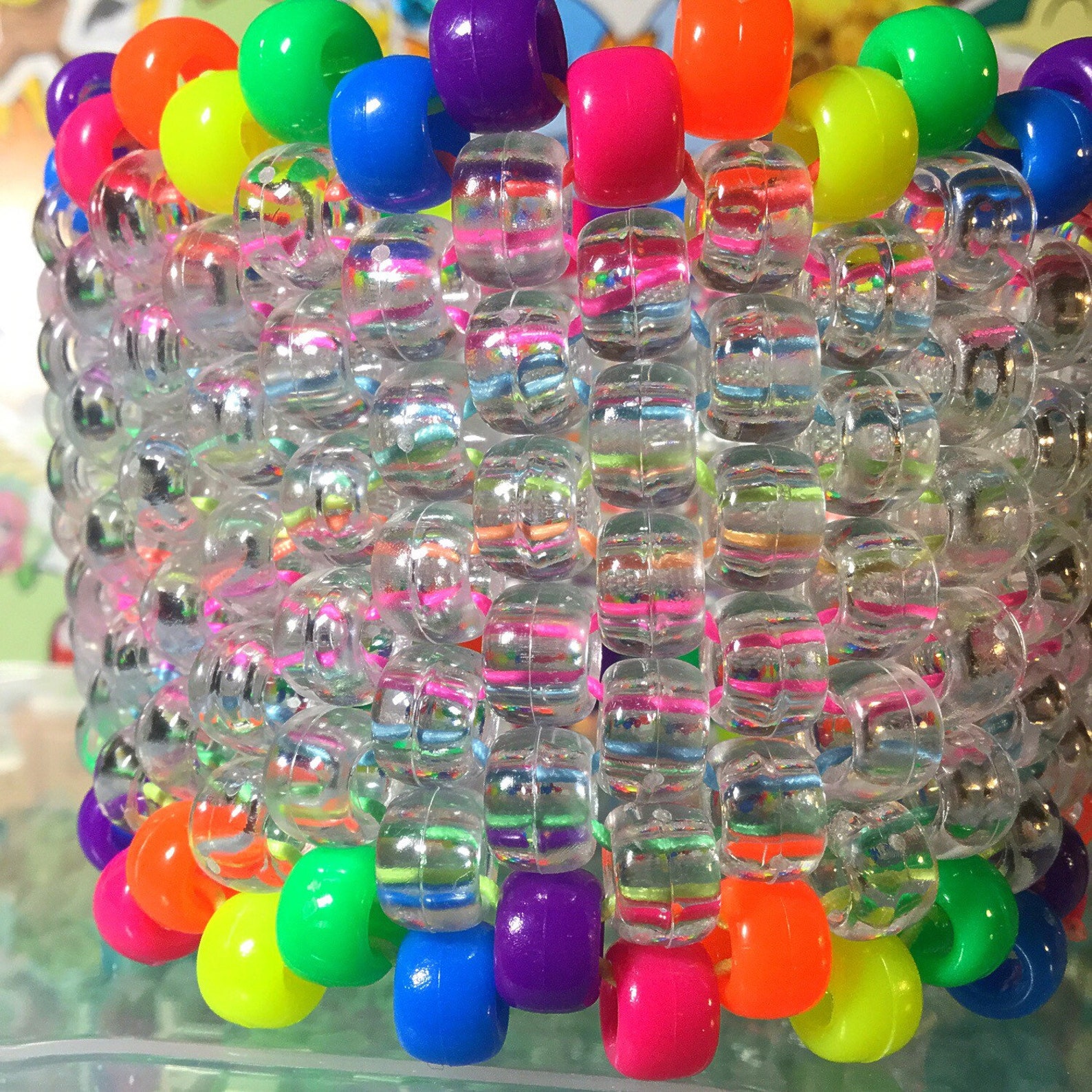 Clear Rainbow Kandi Cuff | Etsy