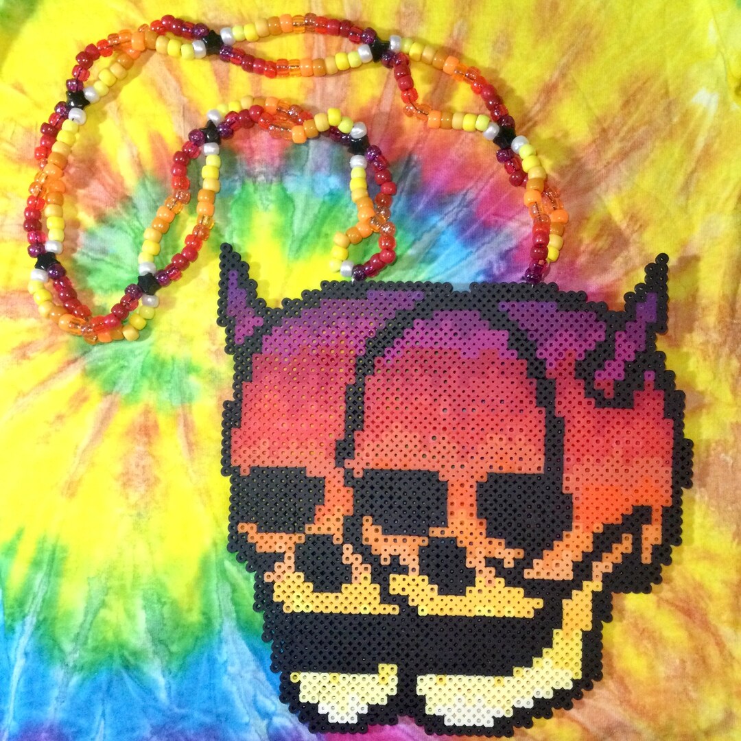 Double Sunset Skulls Kandi Perler Necklace - Etsy