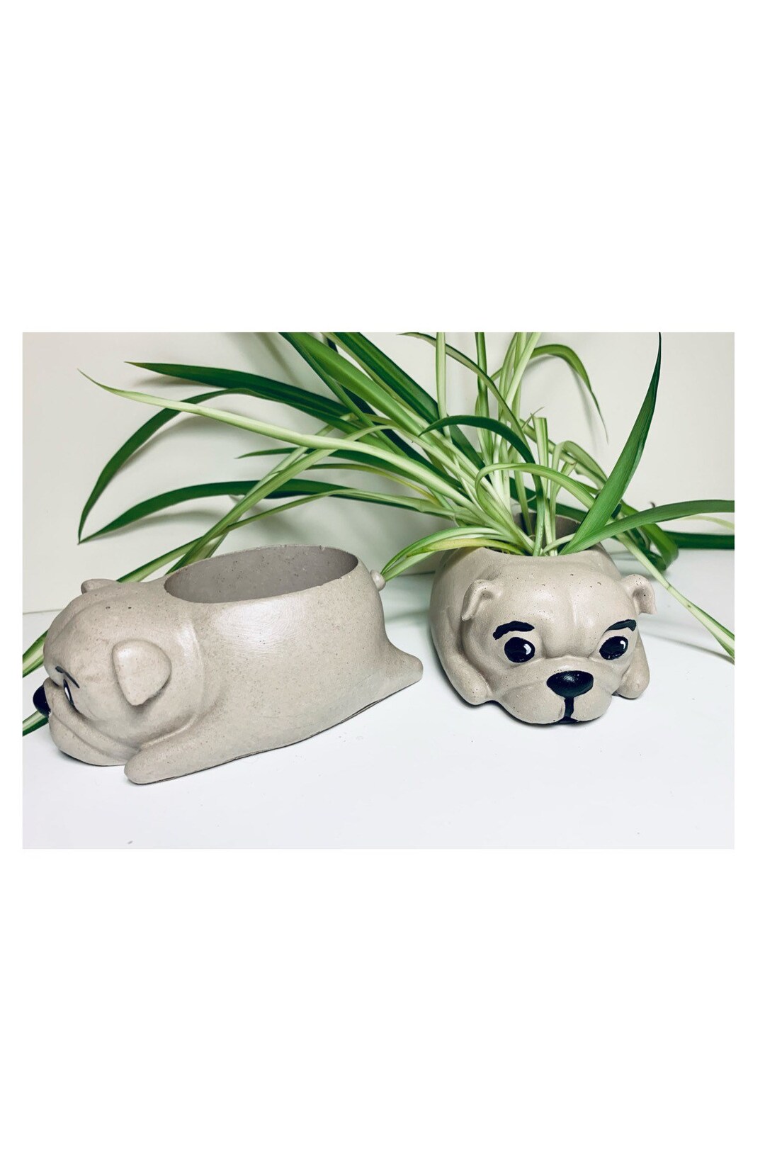 Small Concrete Flower Pot Pug - Etsy