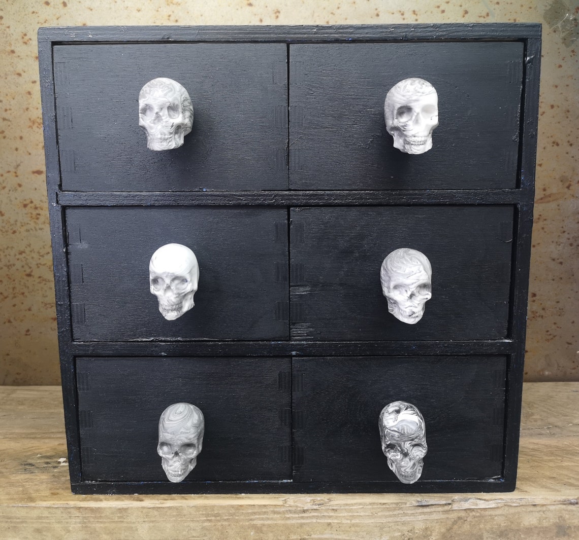 Black Marble Effect Skull Knobs Skull Knobs With 16 Mm Thread - Etsy